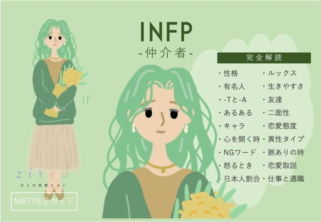 INFP（仲介者）の性格特徴！相性・恋愛・仕事は？【MBTI】 - zired
