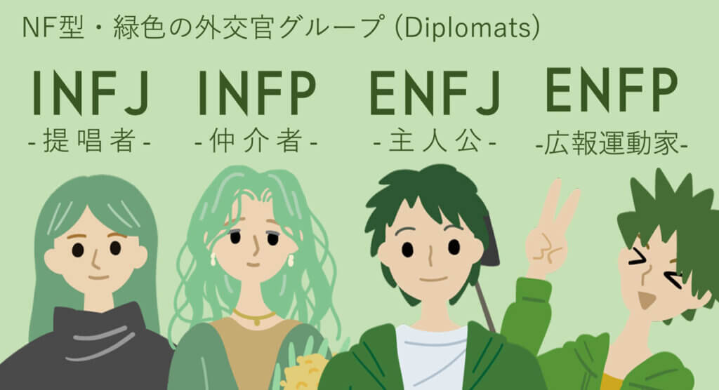 MBTI『緑色グループ』の特徴！NF型の外交官タイプ共通点は？ - zired